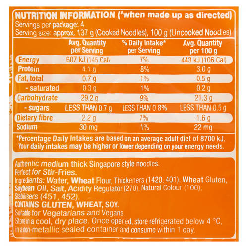 Wok Ready Singapore Style Noodles 400g